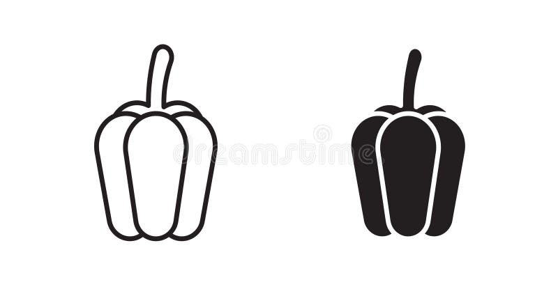 Capsicum Thin Line Vector Icon Set Stock Vector - Illustration of ...