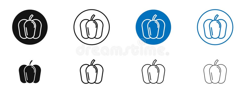 Capsicum Thin Line Vector Icon Set Stock Vector - Illustration of ...