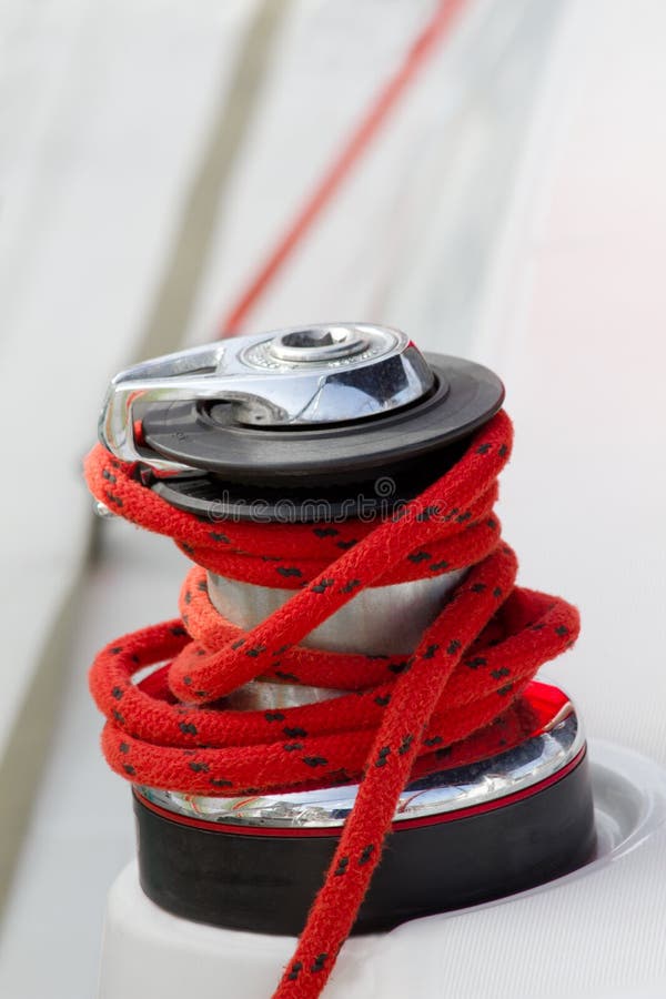 Capstan on the Deck of Sailing Yacht Stock Image - Image of rigging ...