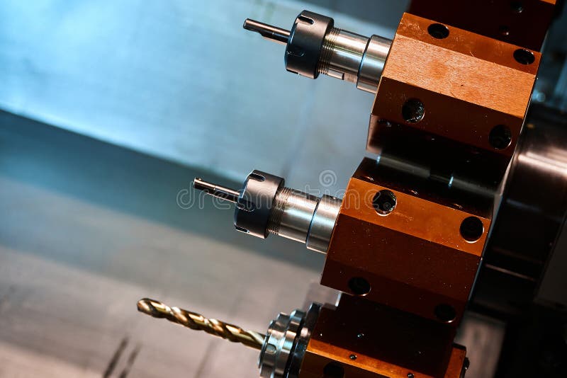 Capstan Head with Drill of Lathe Machine Tool at Factory Stock Photo ...