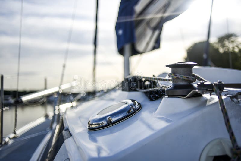 Capstan with Line on a Sailboat with White Background. Stock Image ...
