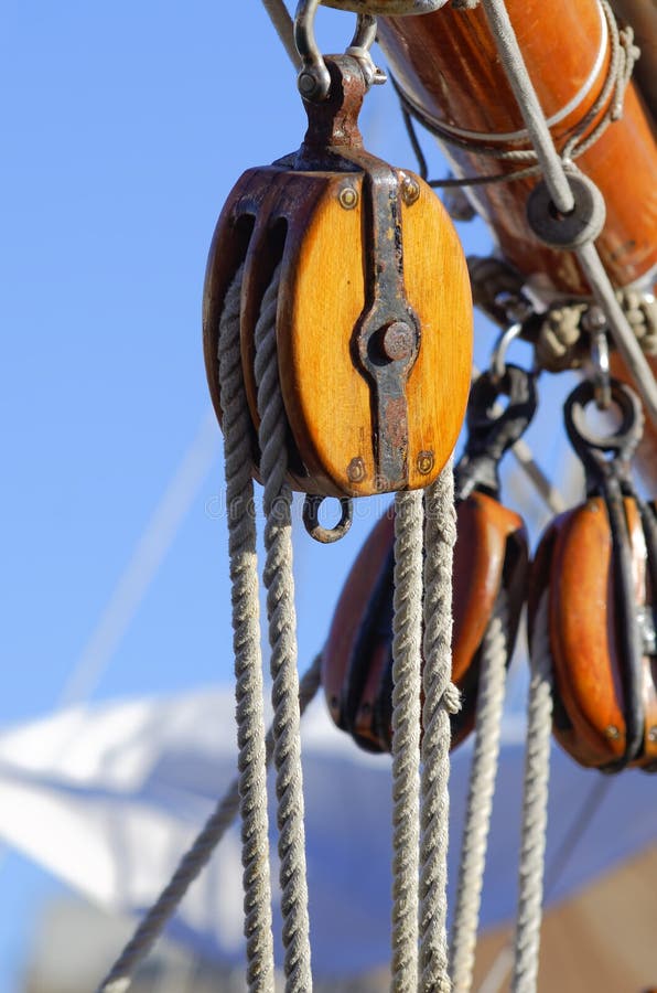A Capstan in the Wooden Classical Gulet with the Rope. Stock Photo ...