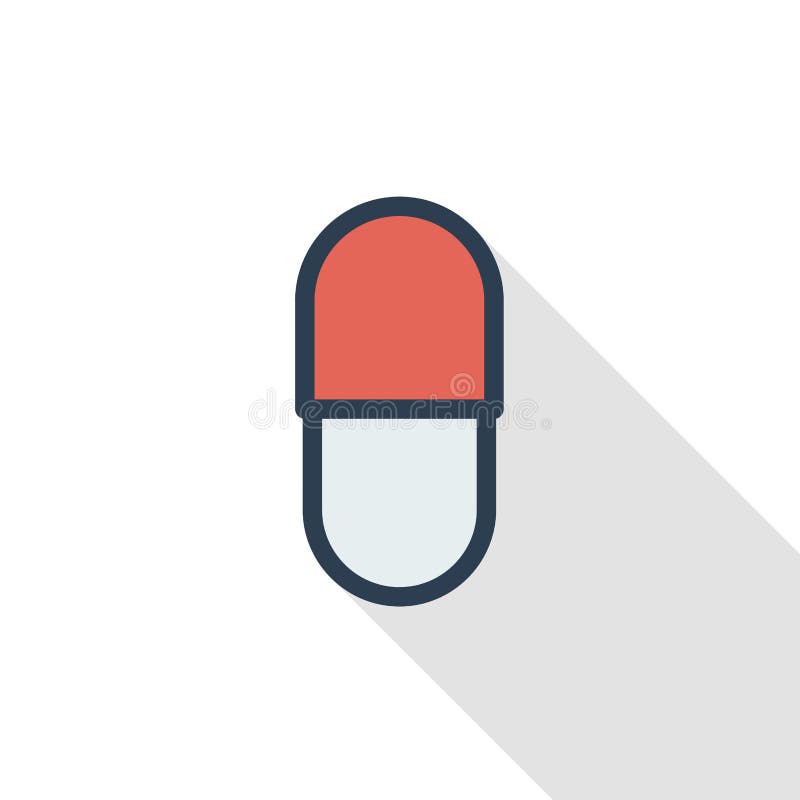Capsul Red Pill Thin Line Flat Color Icon. Linear Vector Symbol ... Capsul Red Pill Thin Line Flat Color Icon. Linear Vector Symbol ...