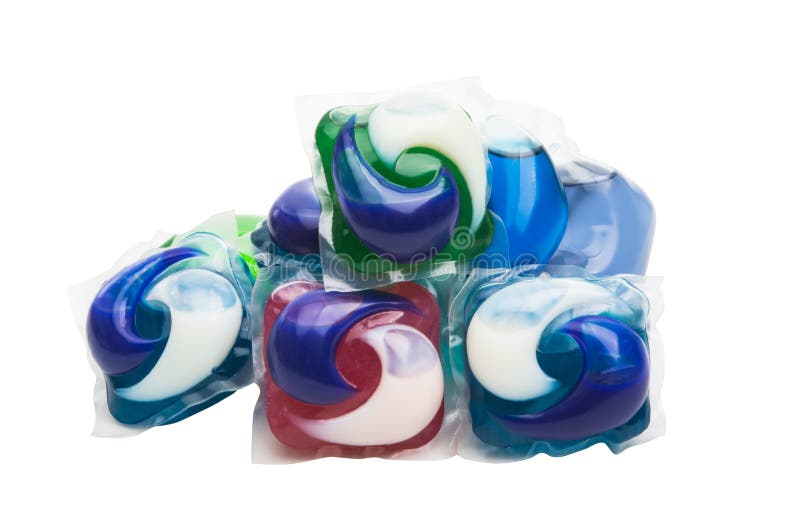 Capsula per lavare isolato immagine stock. Immagine di lavapiatti ...