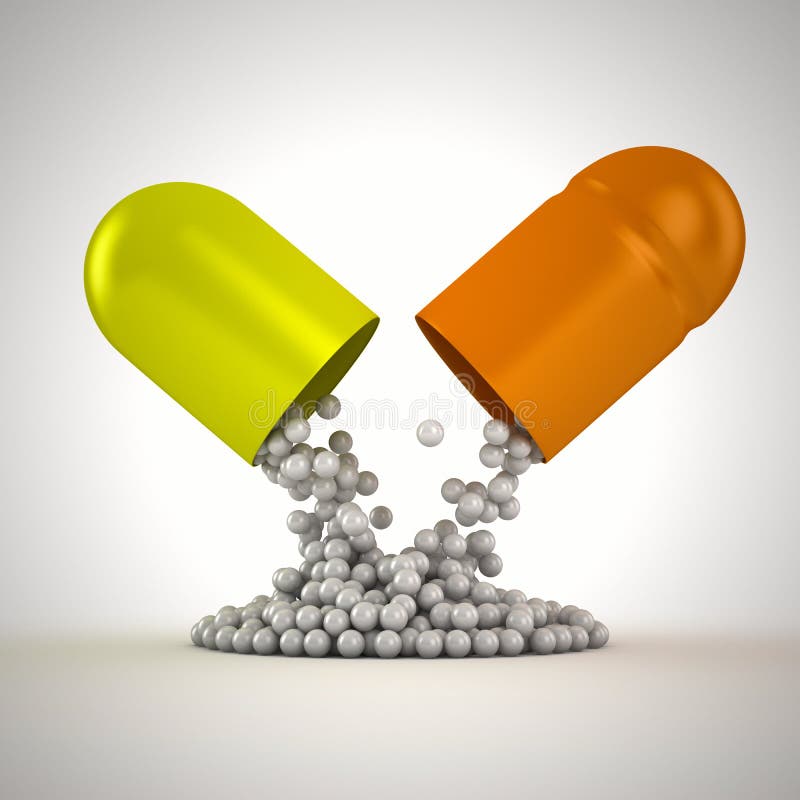 Medical Pill Capsule Insides As Spherical Elements Stock Illustration ...