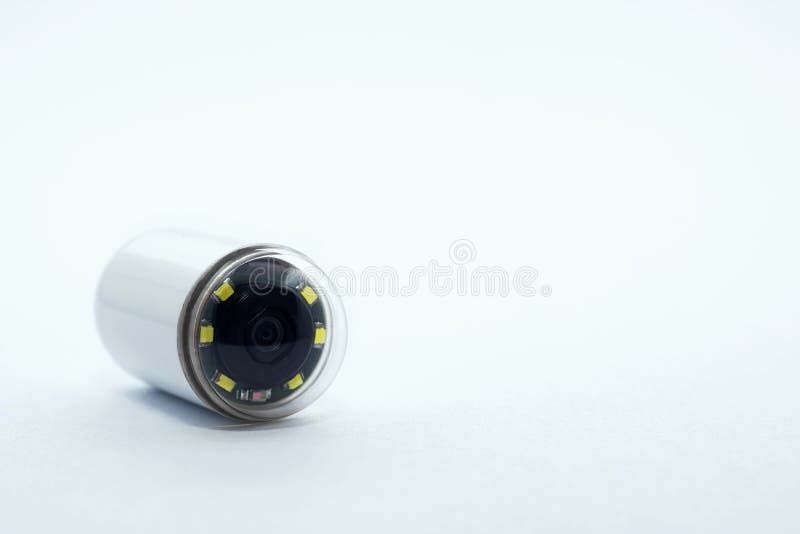 Capsule with Camera for Capsular Endoscopy on White Background Stock ...