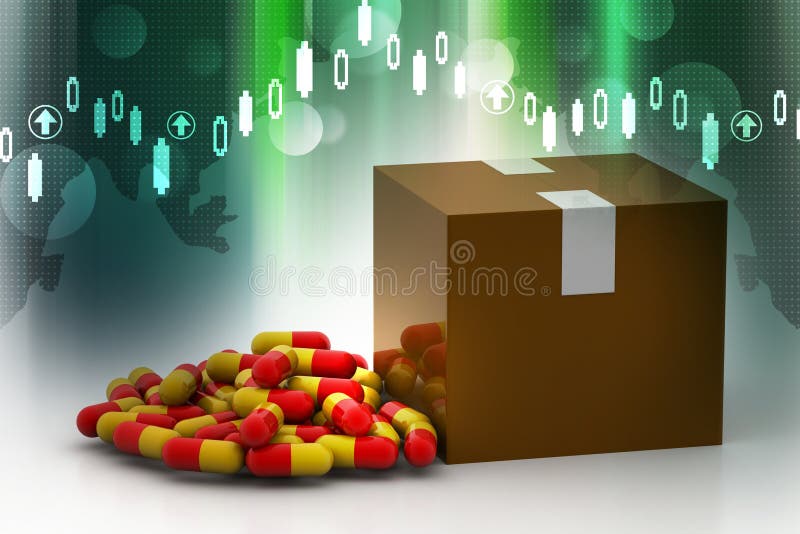 Capsule with cardboard box stock illustration. Illustration of doctor ...