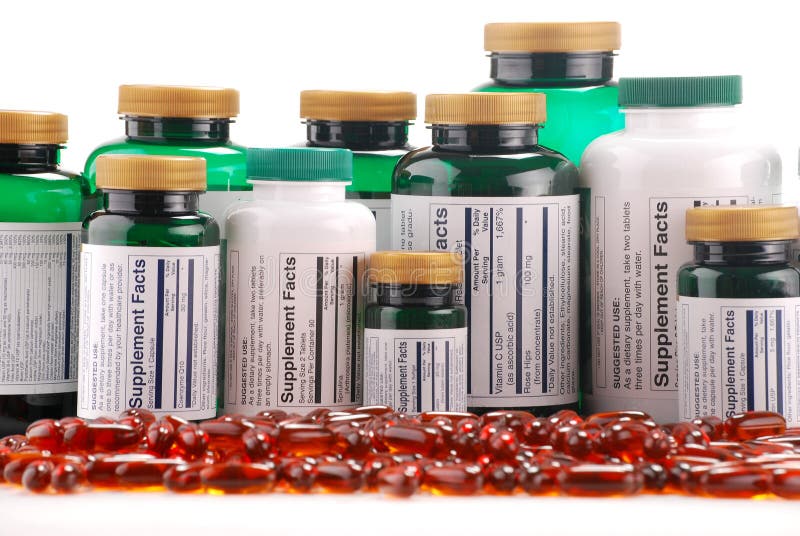 Capsule Dei Supplementi Dietetici E Dei Contenitori Fotografia Stock ...