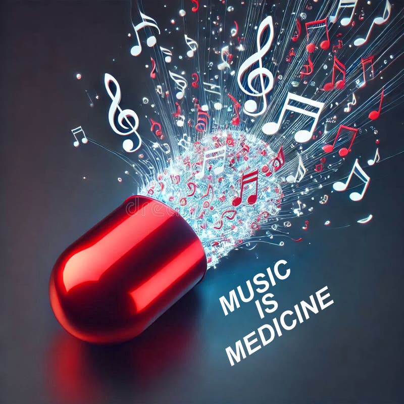 Capsule Design with a Music Logo with the Words Music is Medicine Stock ...