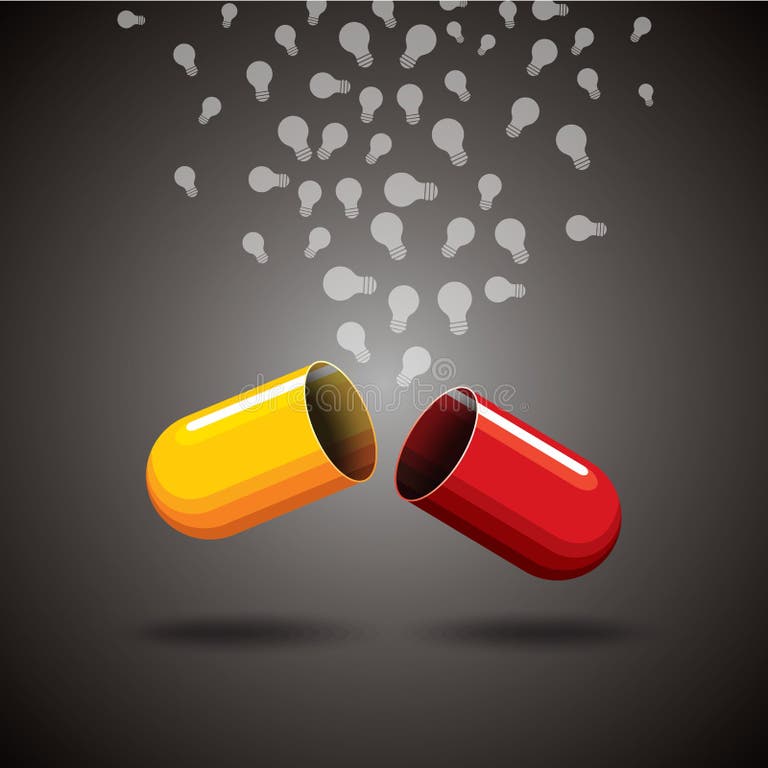 Capsule is Divided in Half with Idea Bulb Stock Vector - Illustration ...