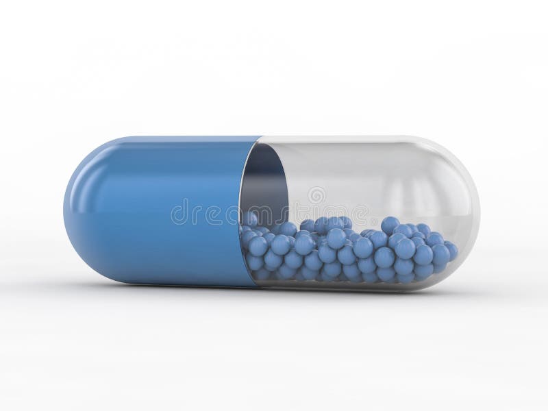 Capsule with Drug on White Background. 3D Stock Illustration ...