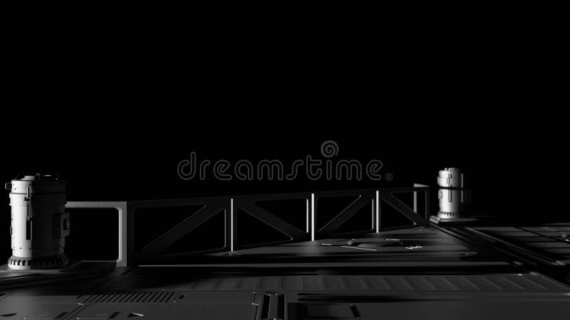 Capsule Engine Control Room Center in Dark Scene Stock Illustration ...