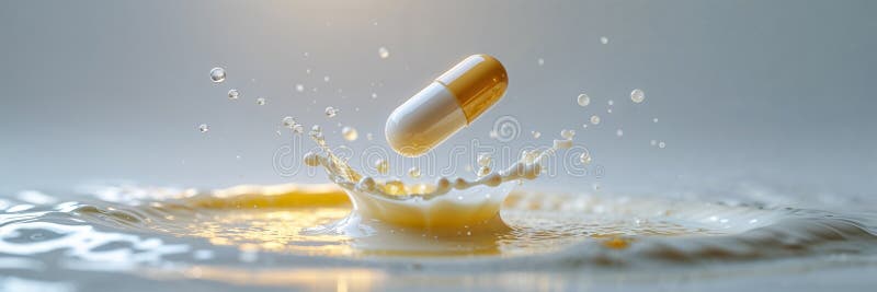Capsule Falls into the Milk, Splashes Stock Illustration - Illustration ...