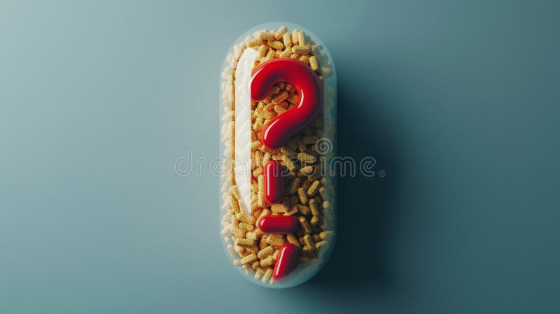 Capsule Filled with a Large Red Question Mark, Symbolizing the ...