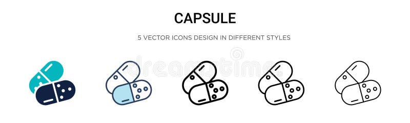 Capsule Black and White Variant Icon in Filled, Thin Line, Outline and ...