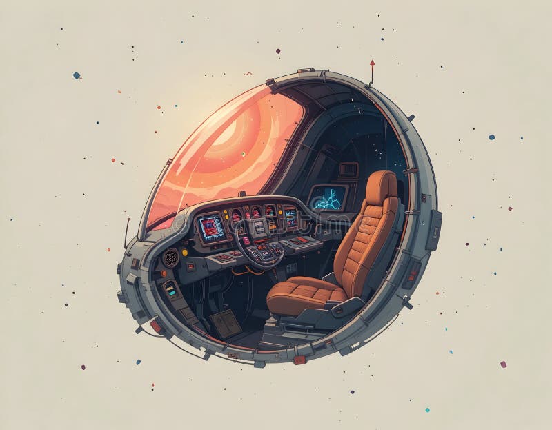 Capsule Interior Spacecraft Cockpit with Seat and Console Stock Photo ...