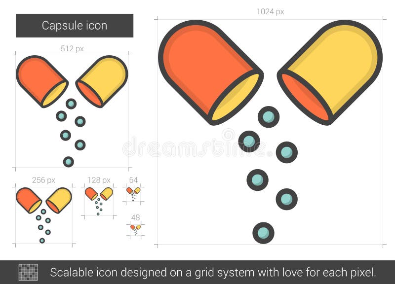Capsule line icon. stock vector. Illustration of container - 85920645