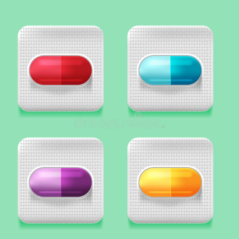 Capsule Medical Package Design Set Vector Stock Illustration ...