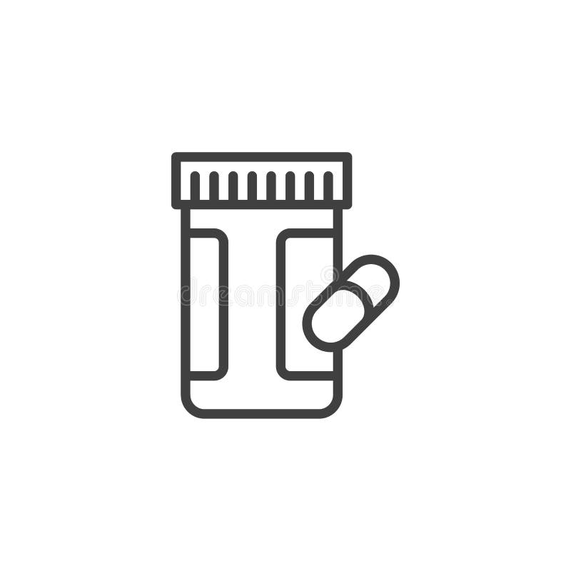 Medicine Bottle Capsule Icon Thin Line Stock Vector Illustration Of
