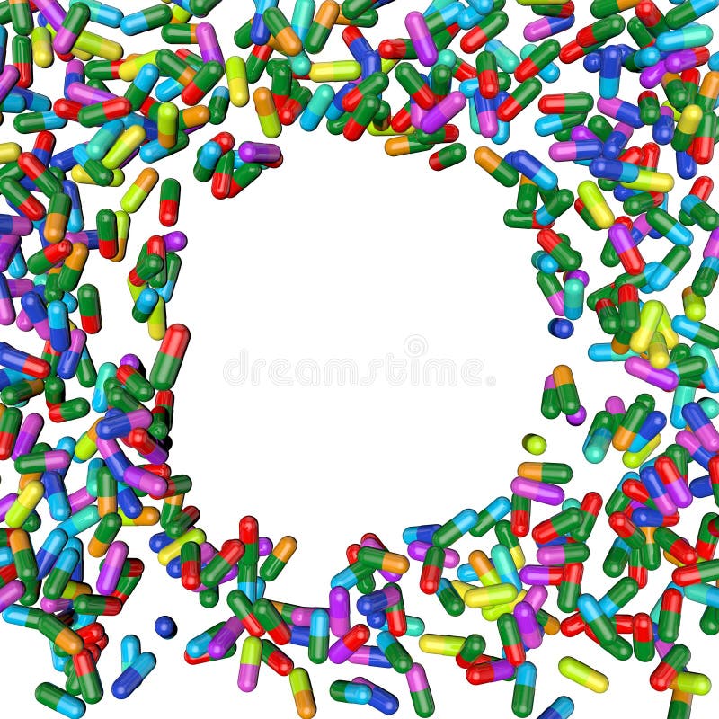 Capsule Pills.Circle Frame. on White Background Stock Illustration ...