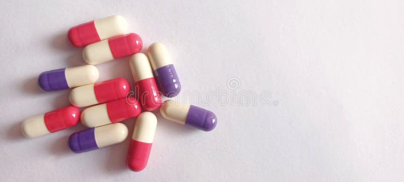 Capsule Pills Isolated a Top View on White Desk Stock Image - Image of ...