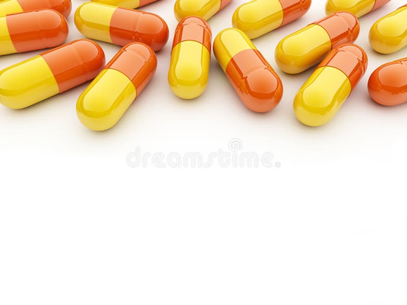 Capsule Pills on White Background Stock Illustration - Illustration of ...