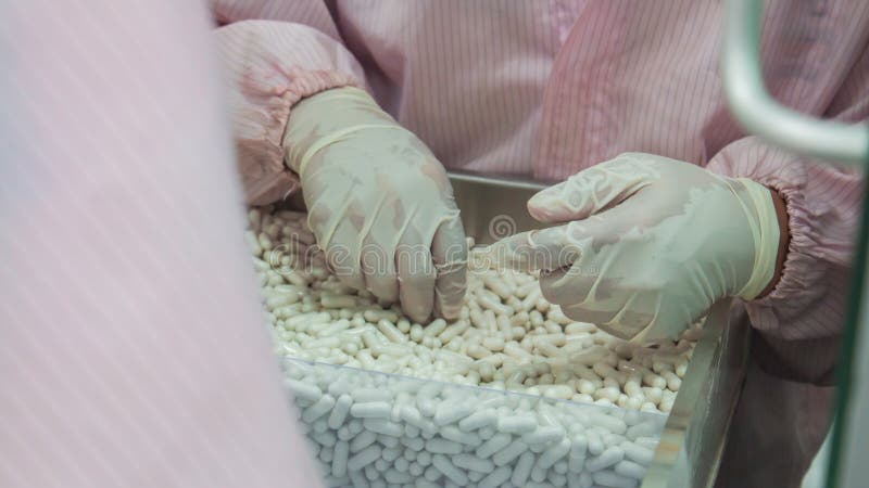 Capsule Production Process in Factory Stock Image - Image of clinical ...