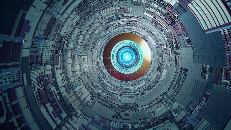 Command Module Separating from Space Station. Futuristic Concept Design ...