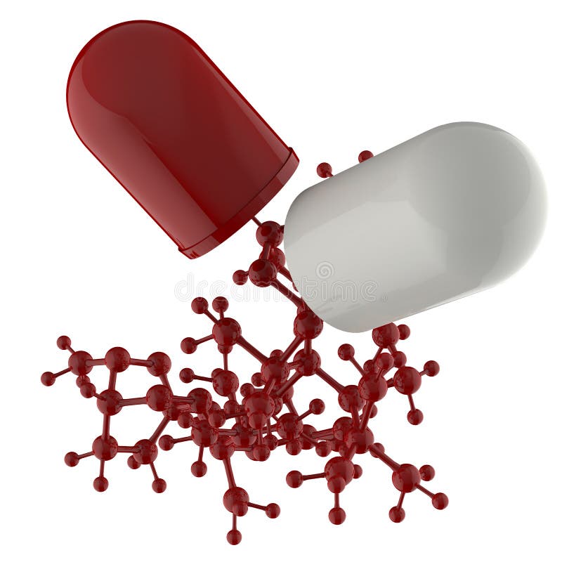 Capsule shows 3d molecule stock illustration. Illustration of concept ...