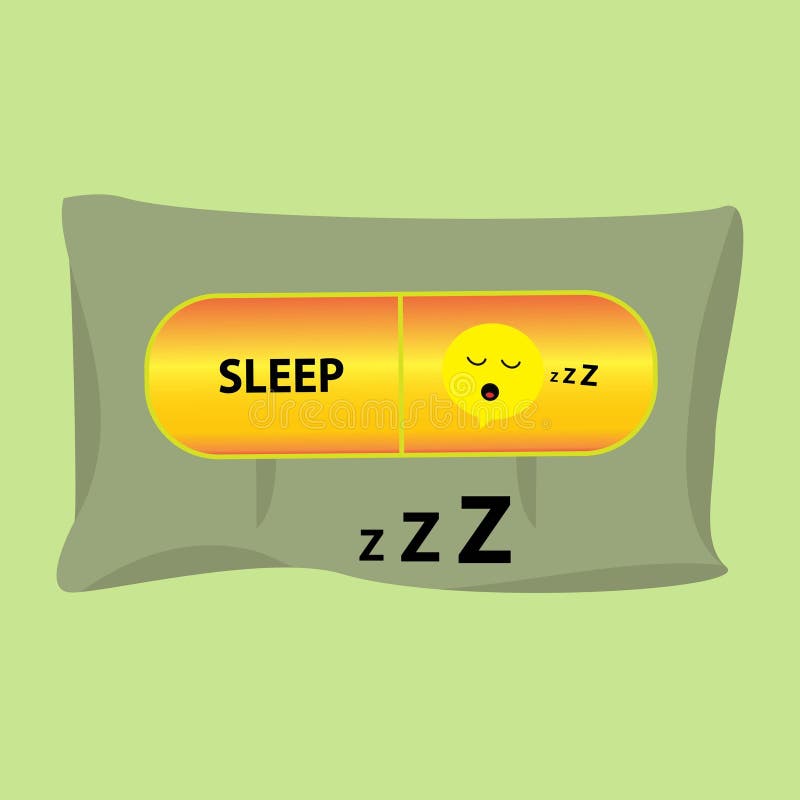 Capsule with a Sleeping Emoticon on a Pillow, Sleeping Pill Concept ...
