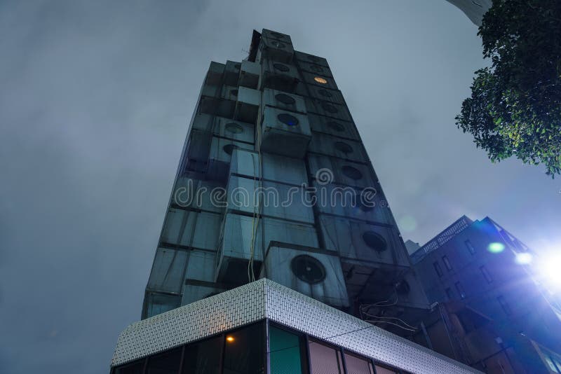 Capsule Tower Building, Japan Tokyo Stock Image - Image of city, tower ...