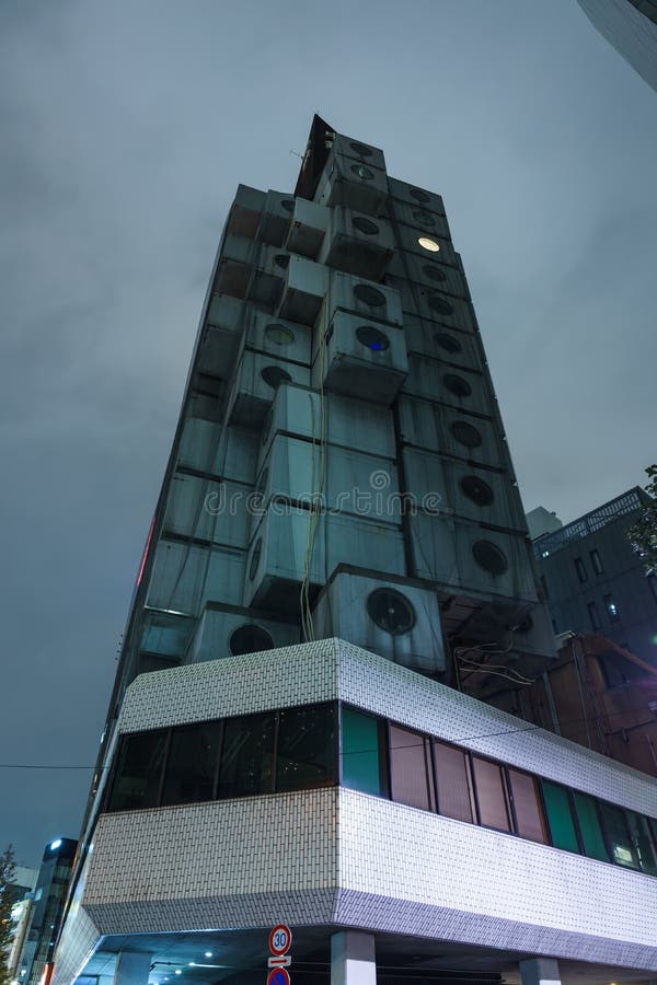 Capsule Tower Building, Japan Tokyo Stock Photo - Image of japan ...