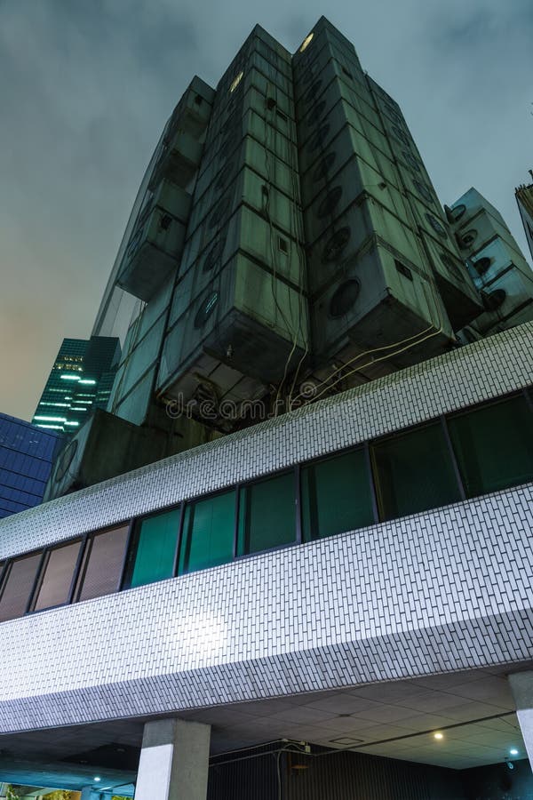 Capsule Tower Building, Japan Tokyo Stock Image - Image of light ...
