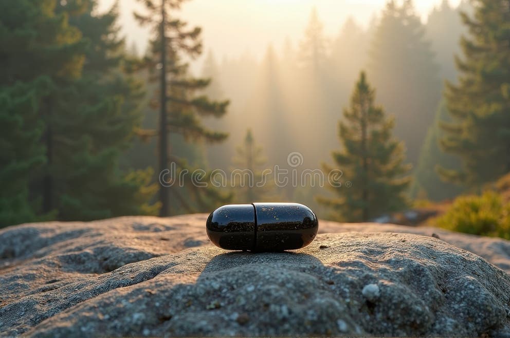 Capsule in Tranquil Forest Setting Amidst Morning Sunlight on Rocky ...