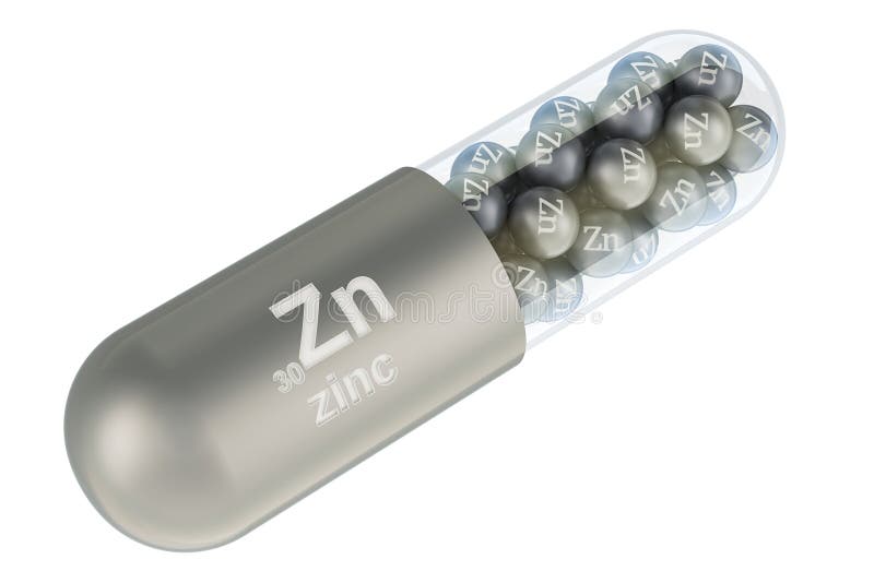 Capsule with Zinc Zn Element, 3D Rendering Stock Illustration ...