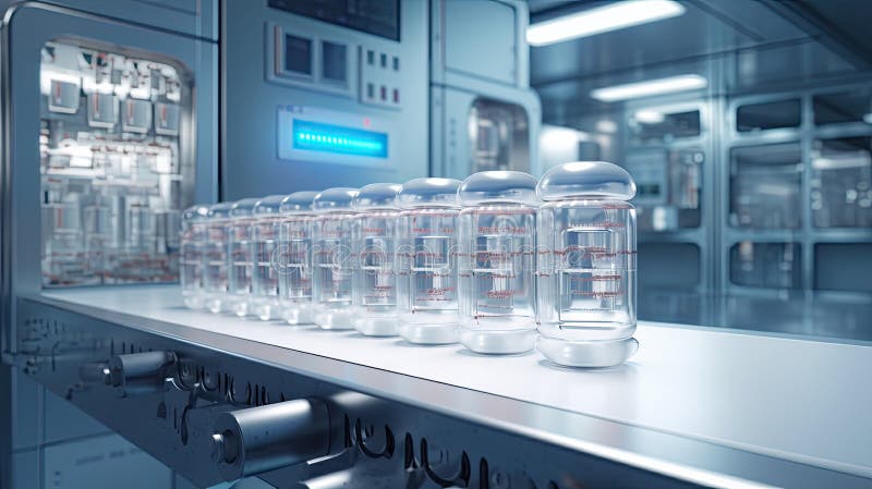 Capsules on a Conveyor Belt within a Modern Pharmaceutical Factory ...