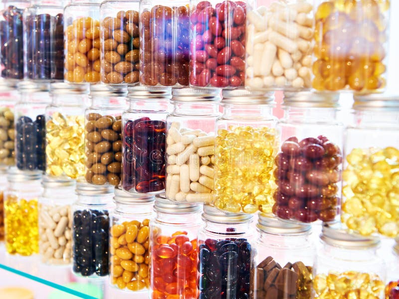 Capsules Dietary Supplements in Pharmacy Store Stock Photo - Image of ...