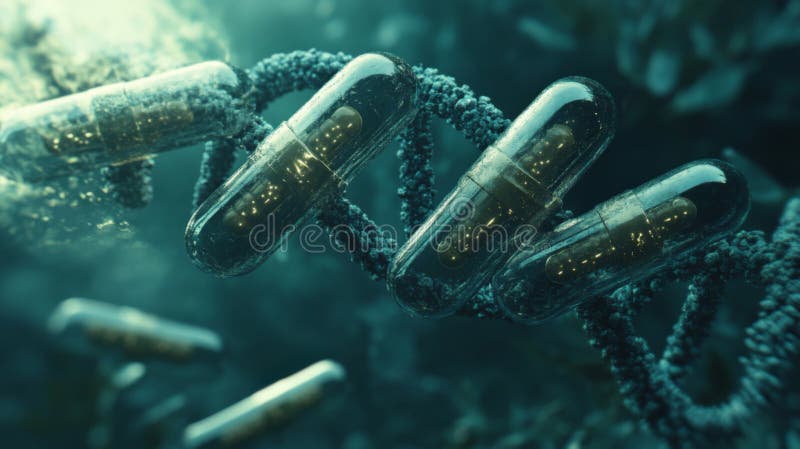 Capsules Encoded within a DNA Helix Structure Stock Illustration ...