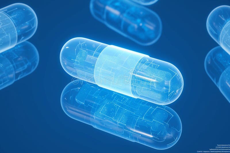Capsules Exhibit Advanced Blue Tech Design Elements, Rendered Three ...