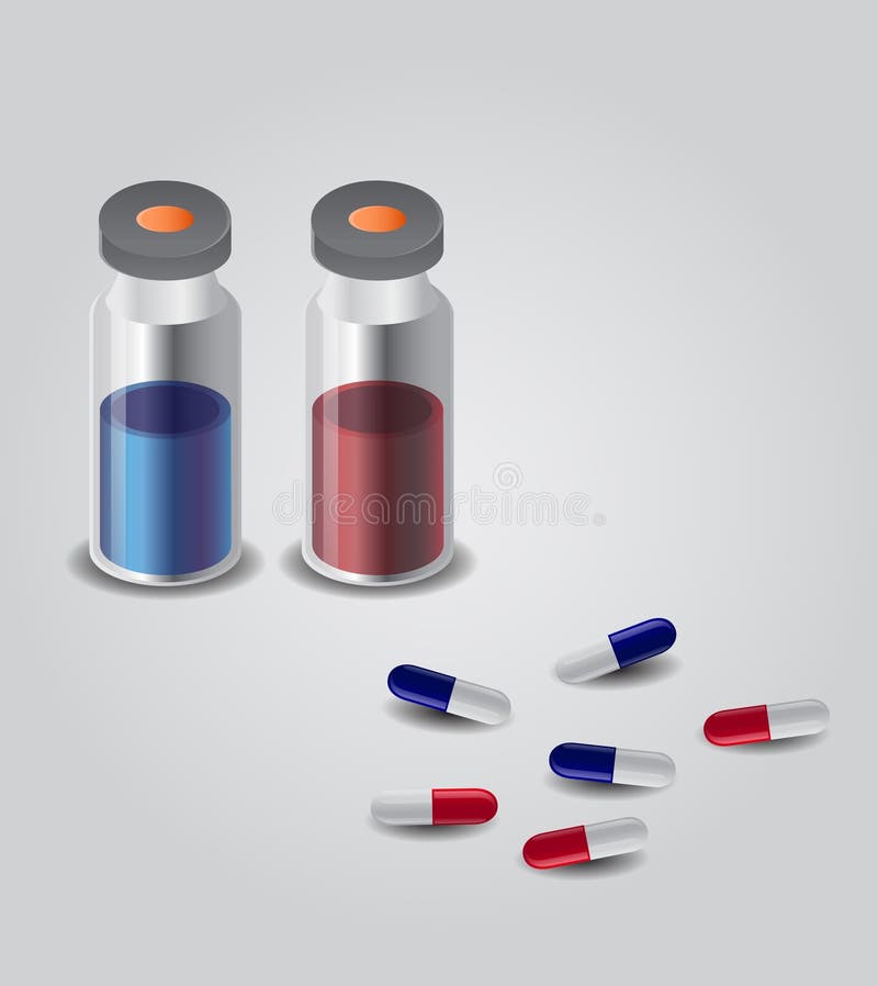 Capsules and Injection Fluid Bottle Stock Vector - Illustration of ...
