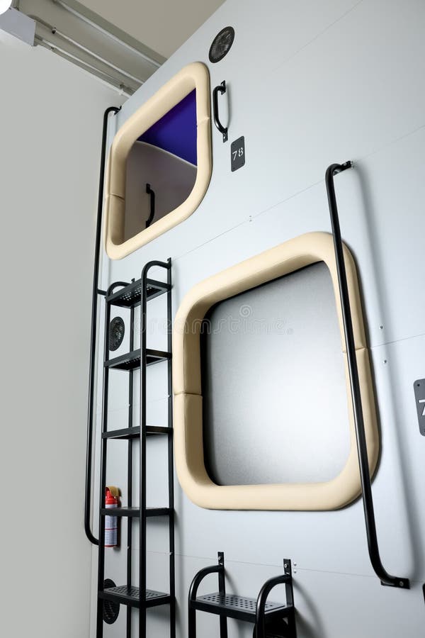 Capsules in Pod Hostel. Stylish Interior Stock Image - Image of motel ...