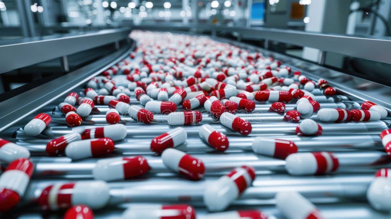 Red White Capsules Conveyor Ai Generated Stock Photos - Free & Royalty ...