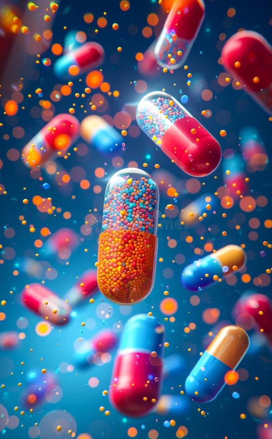 Capsules and Particles Create Vibrance. Stock Photo - Image of ...