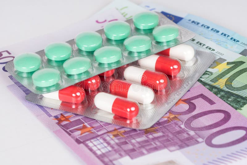 Capsules and Pills in Blister with Euro Banknotes Stock Image - Image ...