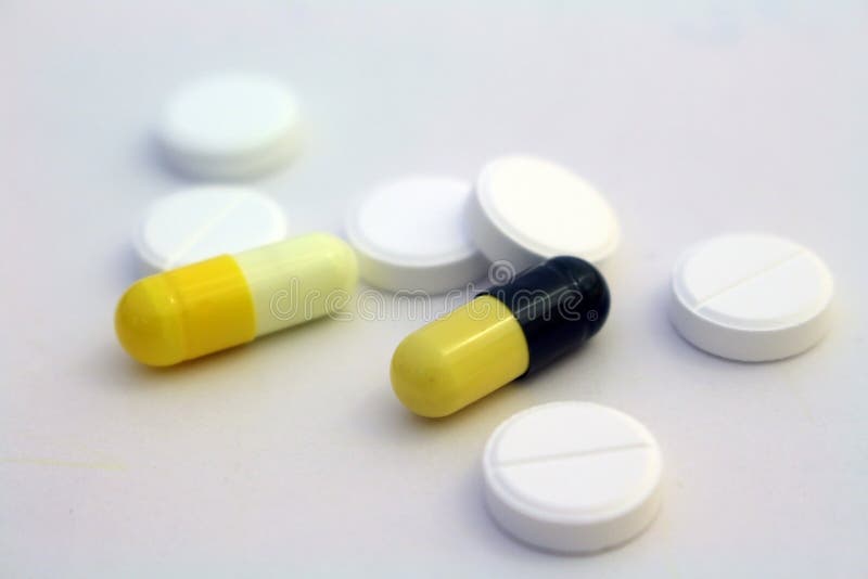 Pills Scattered on the Table Stock Image - Image of care, healthcare ...