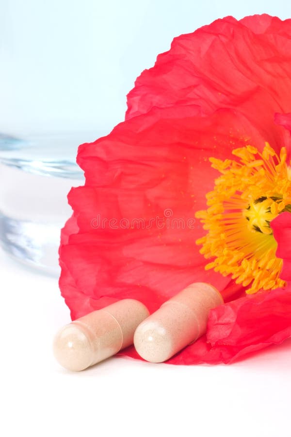 Capsules and poppy stock image. Image of antibiotic, capsules - 5338237