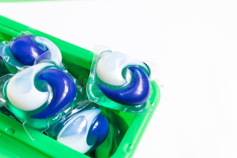 Capsules for Washing Clothes Isolated on White Background. Housework ...