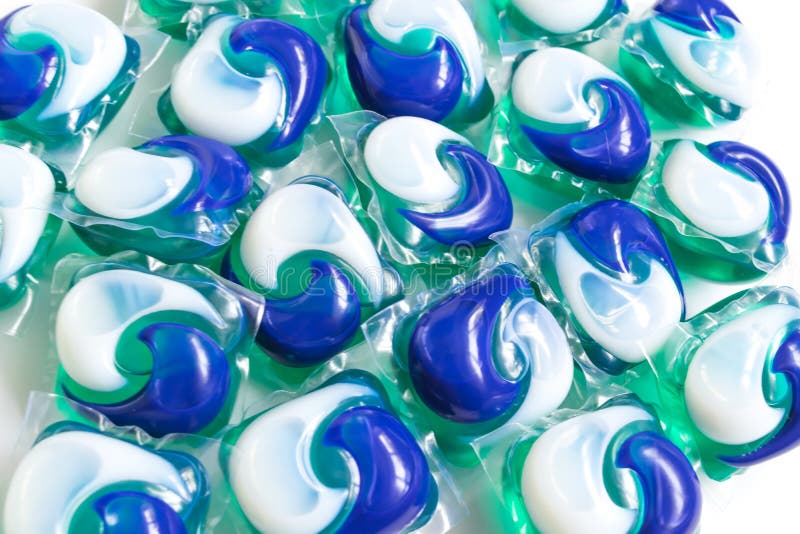 Capsules for Washing Clothes in a Box Isolated on White Background ...