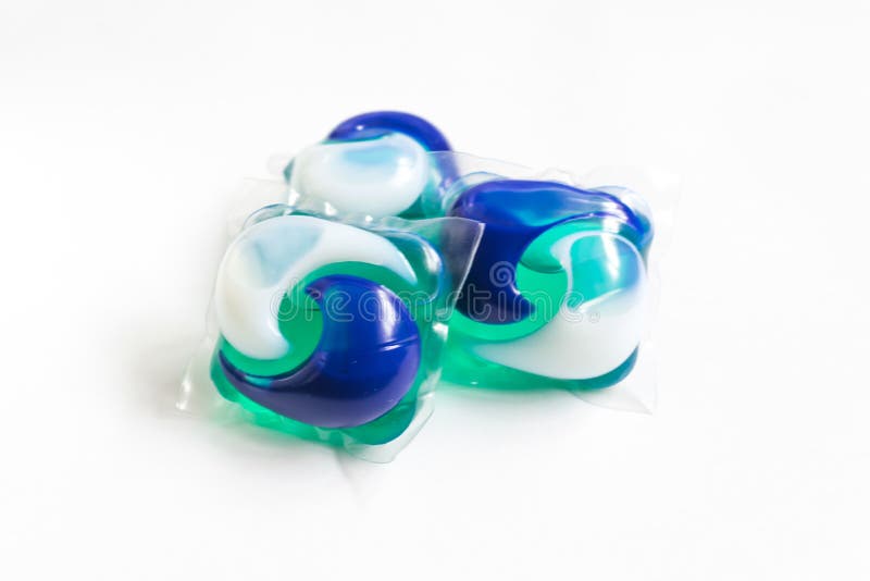 Capsules for Washing Clothes Isolated on White Background. Housework ...