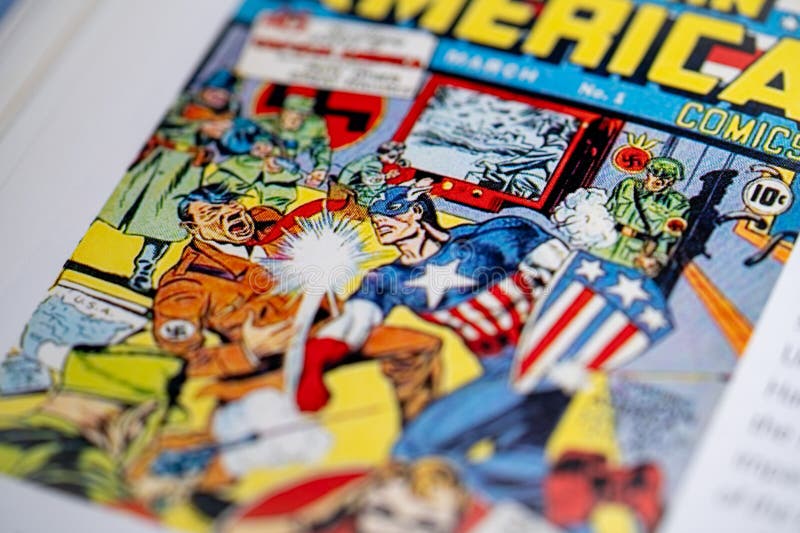 Captain America from a Comic Book. Editorial Photography - Image of ...